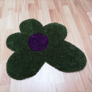 Sage Green Rug Daisy Shaped Carpet Custom Tufted Flower - Etsy