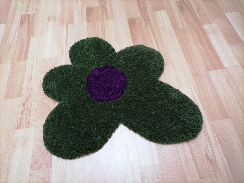 Sage Green Rug Daisy Shaped Carpet Custom Tufted Flower - Etsy