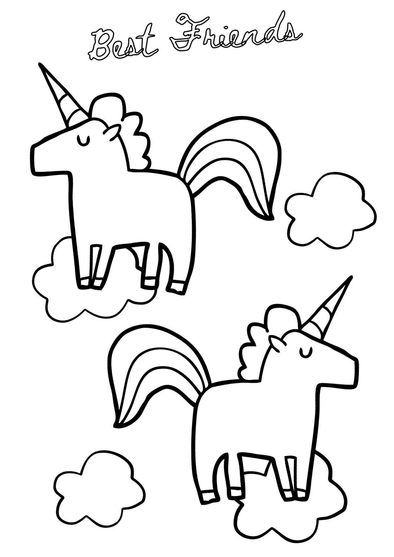 Unicorn Best Friends Coloring Page - Etsy