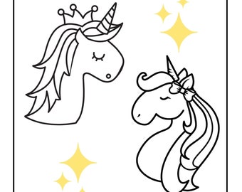 Unicorn Best Friends Coloring Page - Etsy
