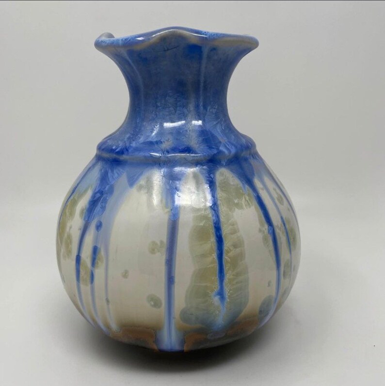 Kent Follette Flambeaux Art Pottery Blue Silver White - Etsy