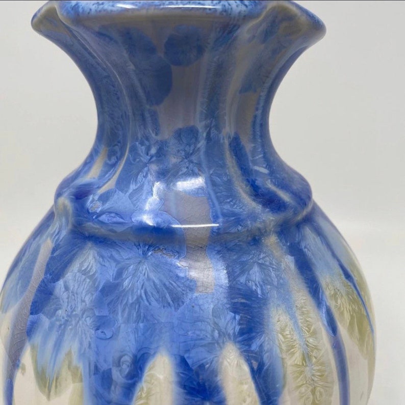 Kent Follette Flambeaux Art Pottery Blue Silver White - Etsy