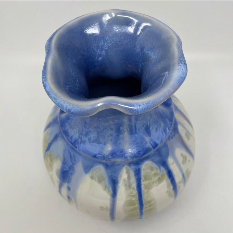 Kent Follette Flambeaux Art Pottery Blue Silver White - Etsy