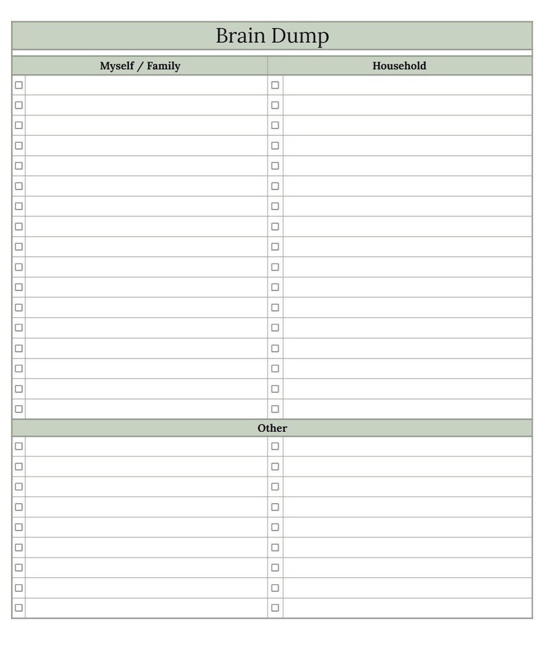 Brain Dump Printable - Etsy