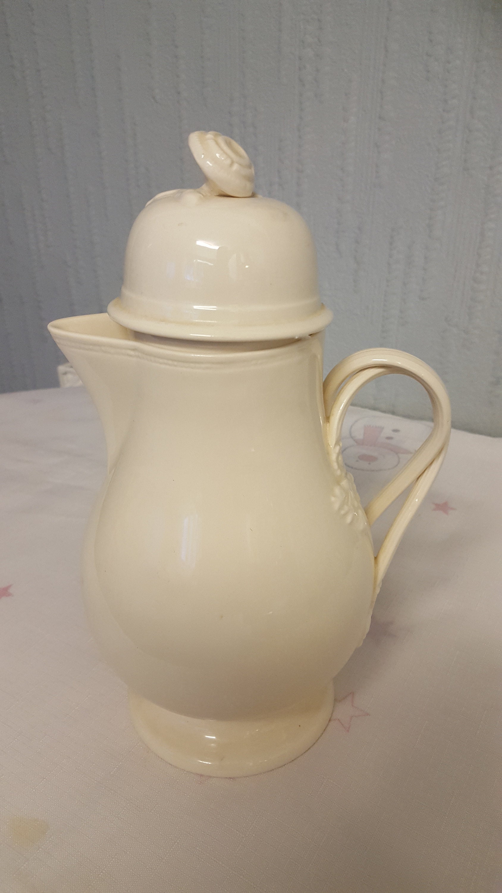 Royal Creamware Coffee Pot / Hot Water Jug White With Twist Handle 10.5 ...