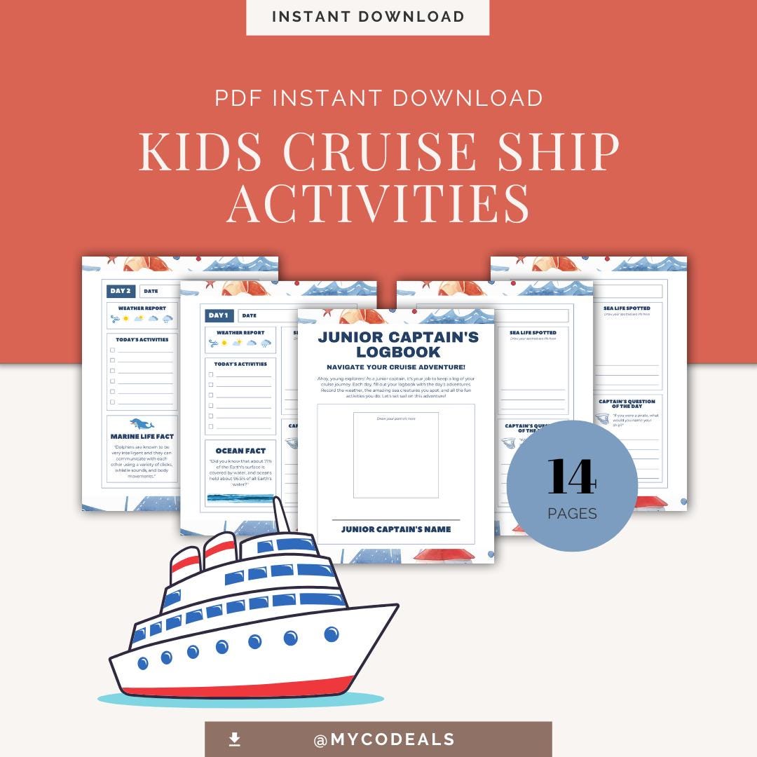 14 Pages of Kids Cruise Ship Activities PDF Download - Digital File ...