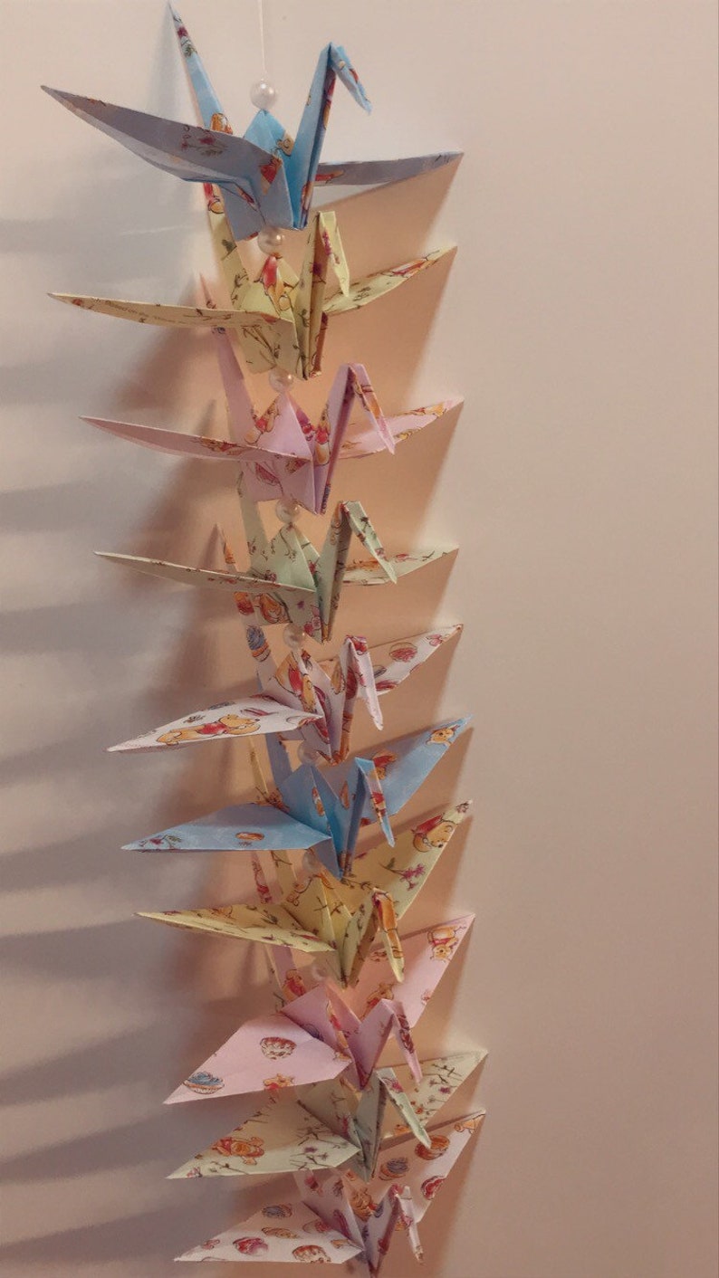 String of Origami Cranes winnie the Pooh, Disney, Piglet, Honey, Pastel ...