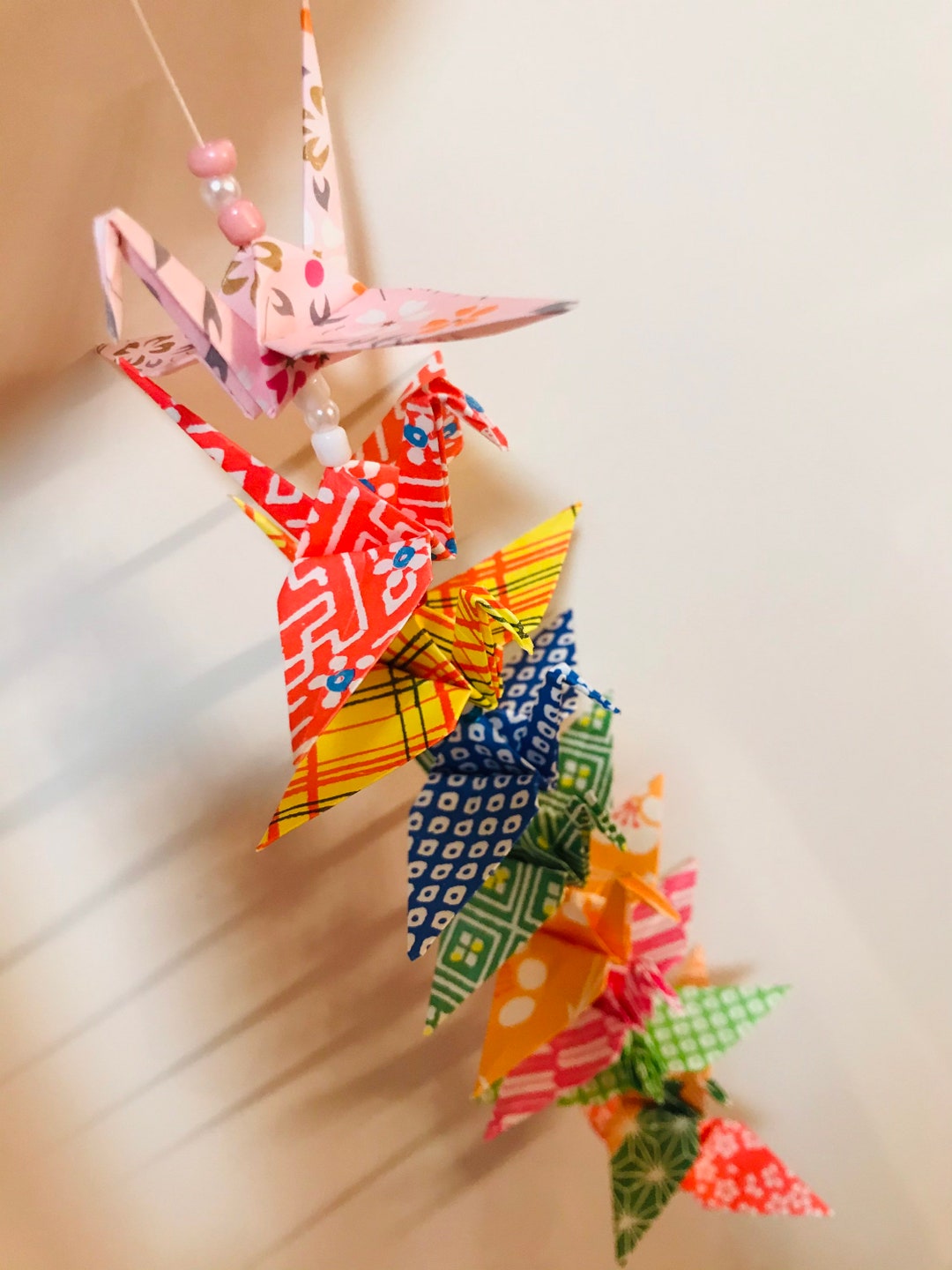 String of Origami Cranes Mini & Large Sizes kimono Patterns, Colorful ...