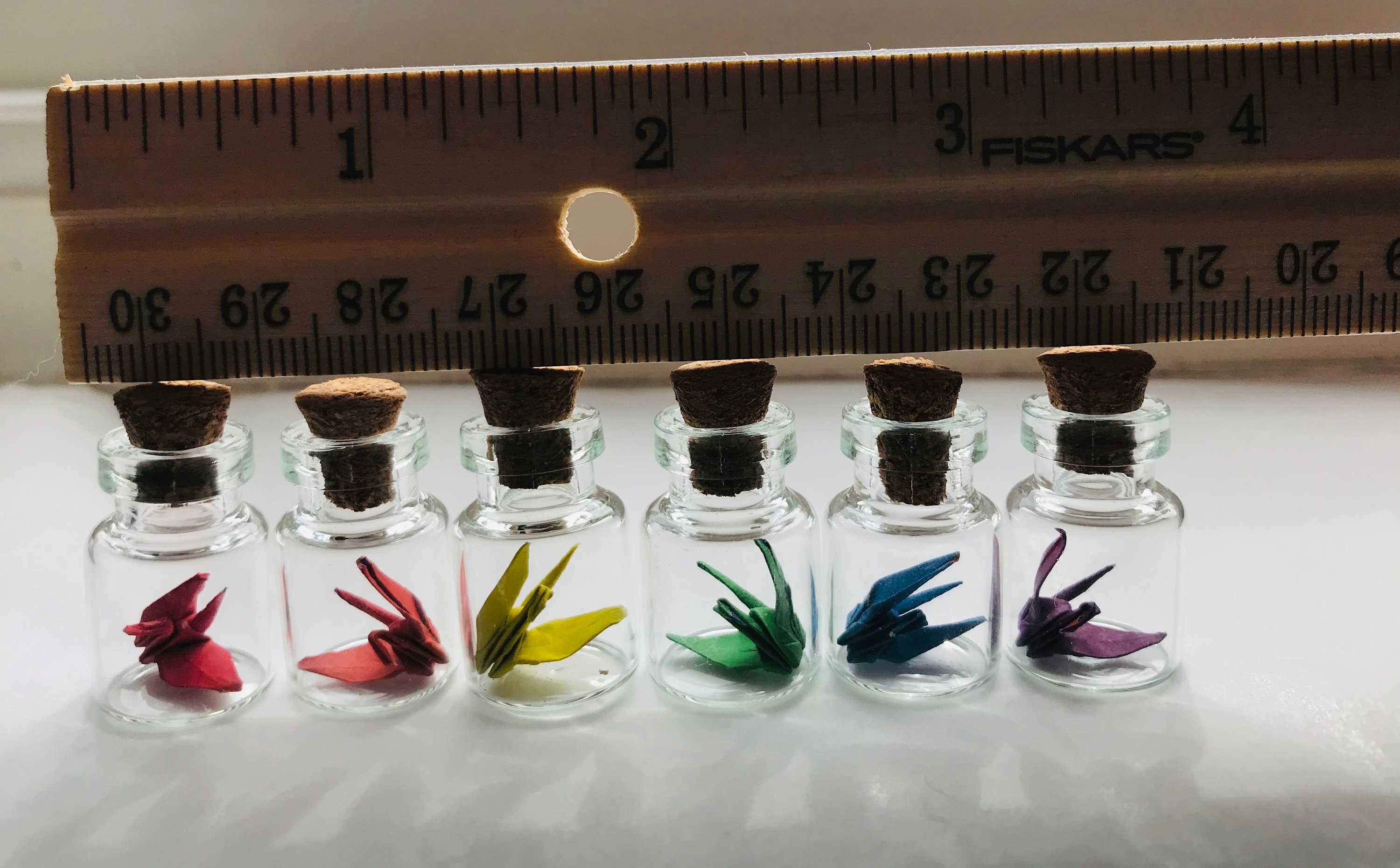 Mini Jars of Origami Cranes rainbow, Set of 6, Home Decor, Birthday ...