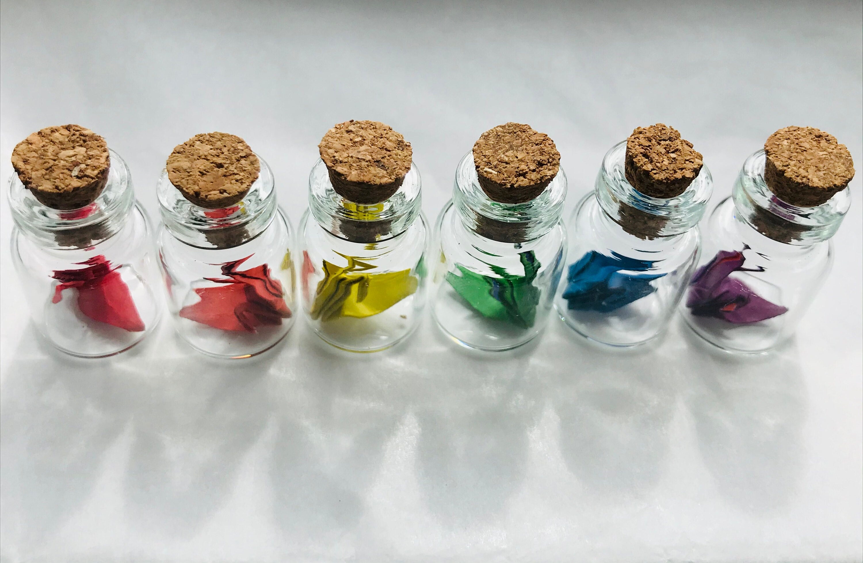 Mini Jars of Origami Cranes rainbow, Set of 6, Home Decor, Birthday ...