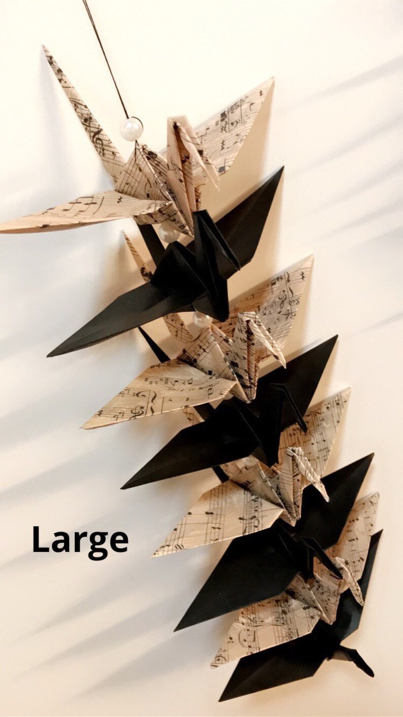 String of Origami Cranes Mini & Large Sizes gothic Black - Etsy