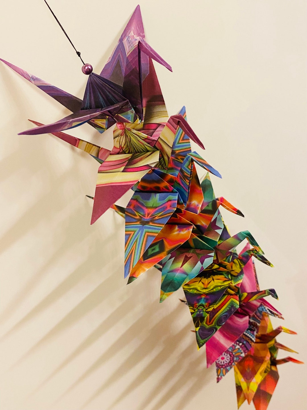 String of Origami Cranes, Version #1 (kaleidoscope, Psychedelic, Hippie ...