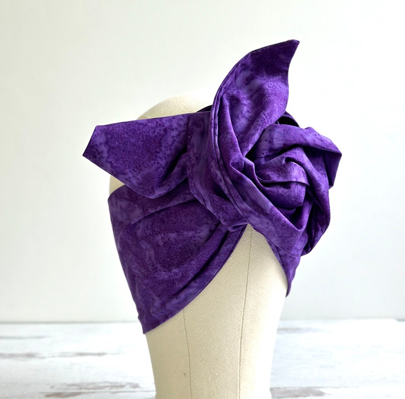 Extra Long Wire Wrapped Batik Headband, Batik Purple Wired Head Wrap ...