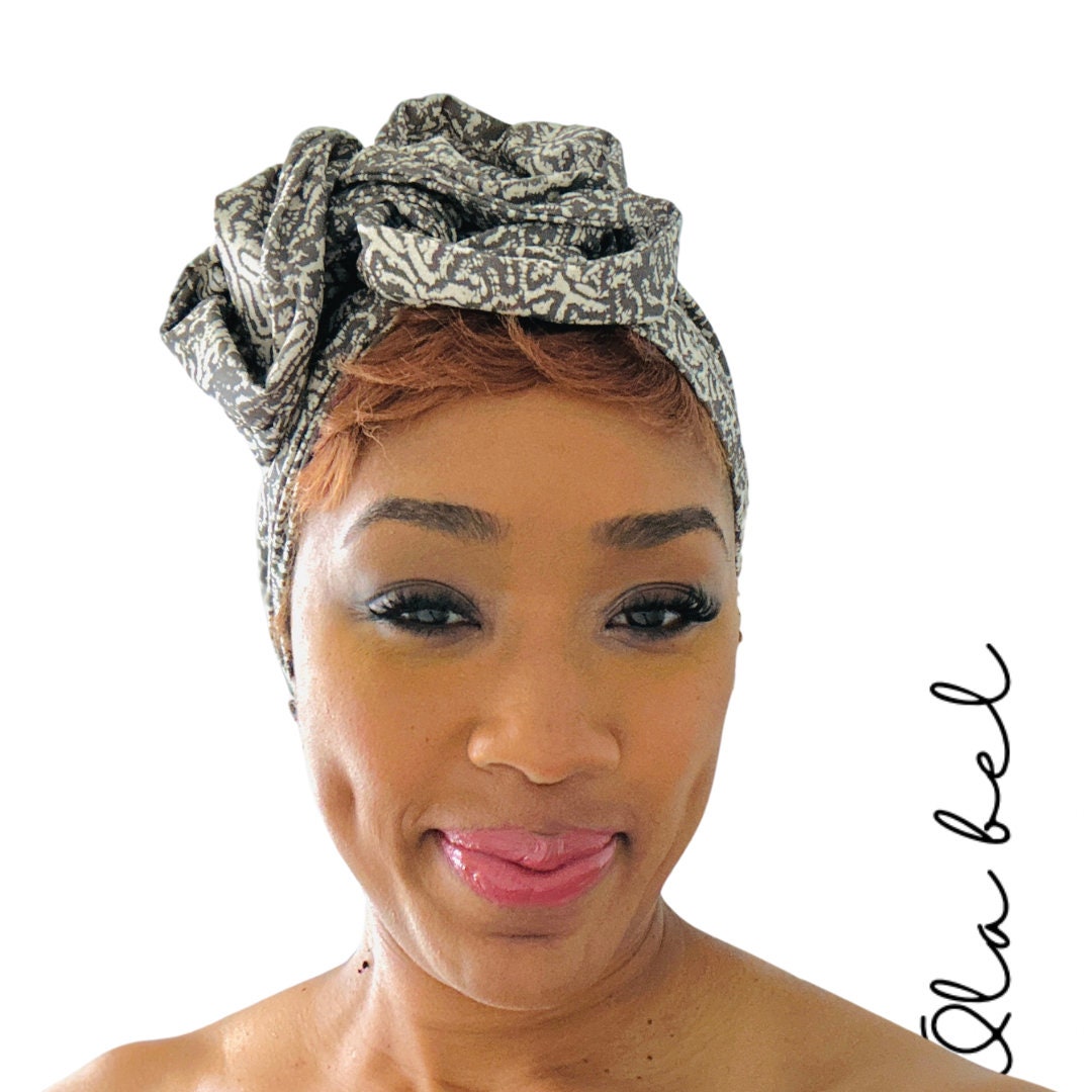 Extra Long Wide Adjustable Wire Wrap Headband, Elegant Abstract Print ...