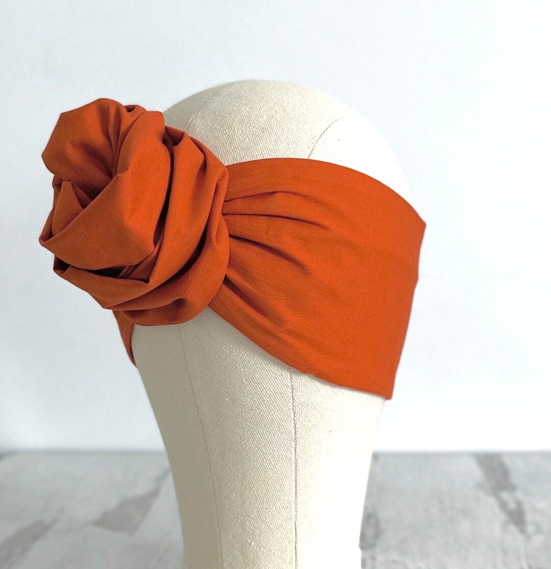Extra Long Wide Wire Headband Orange Amber Solid Colored Wired