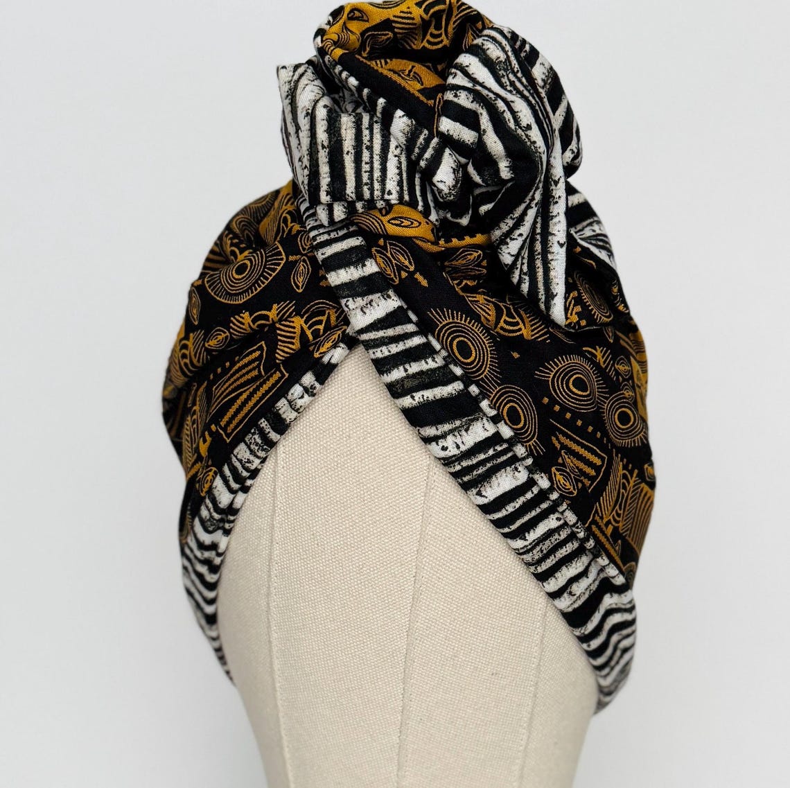 Full Turban Wire Headband, Reversible Extra Wide Tribal Print & Zebra ...