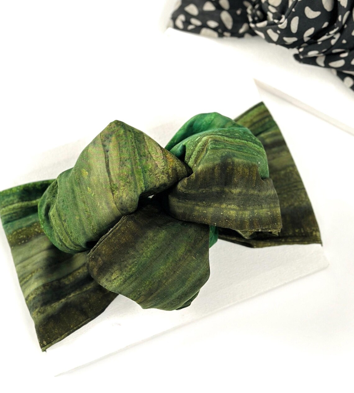 Extra Long Wire Wrapped Batik Headband, Batik Fabric Green, Wired ...