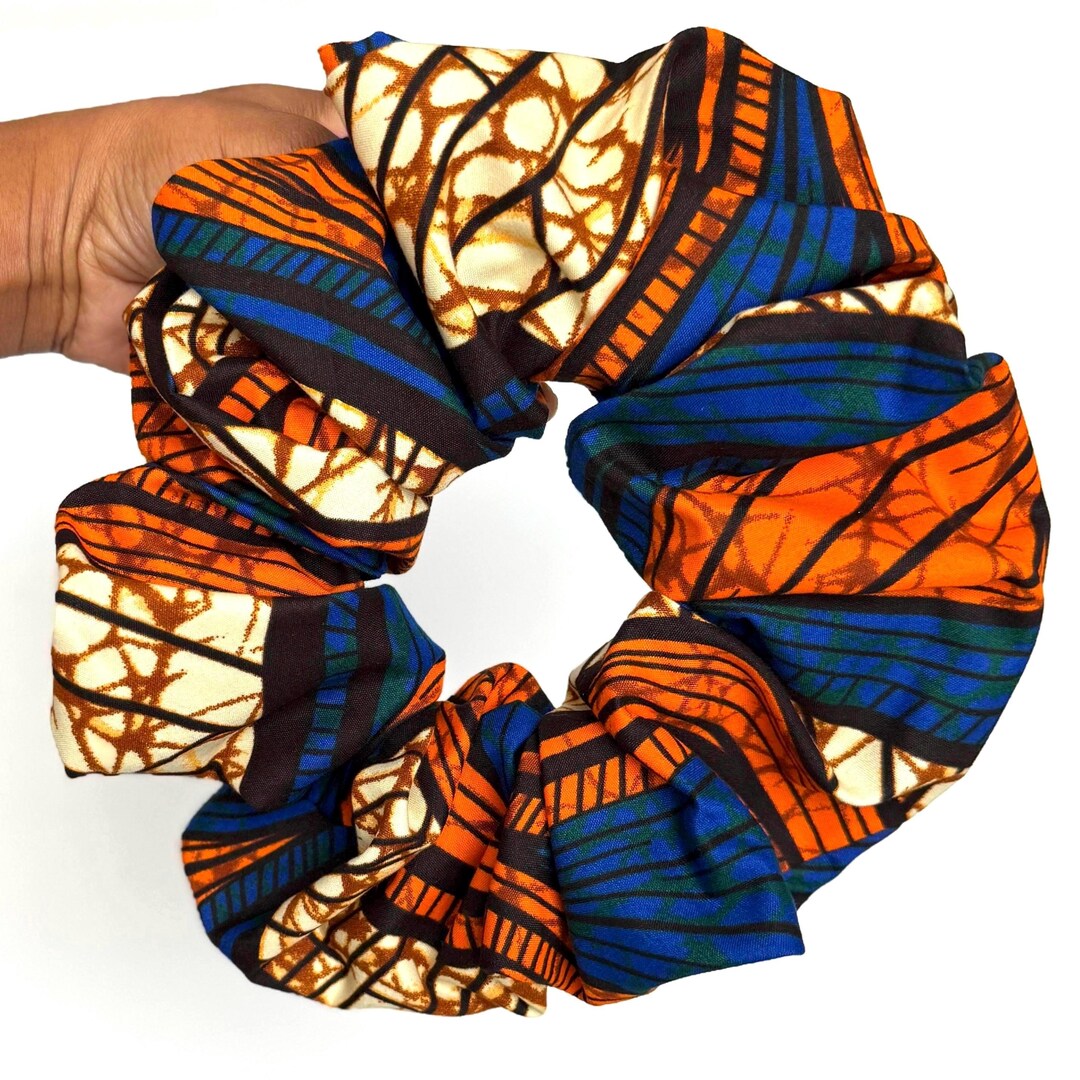 Oversized Ankara Scrunchie, Jumbo African Print Elastic Hair Tie, Afro ...