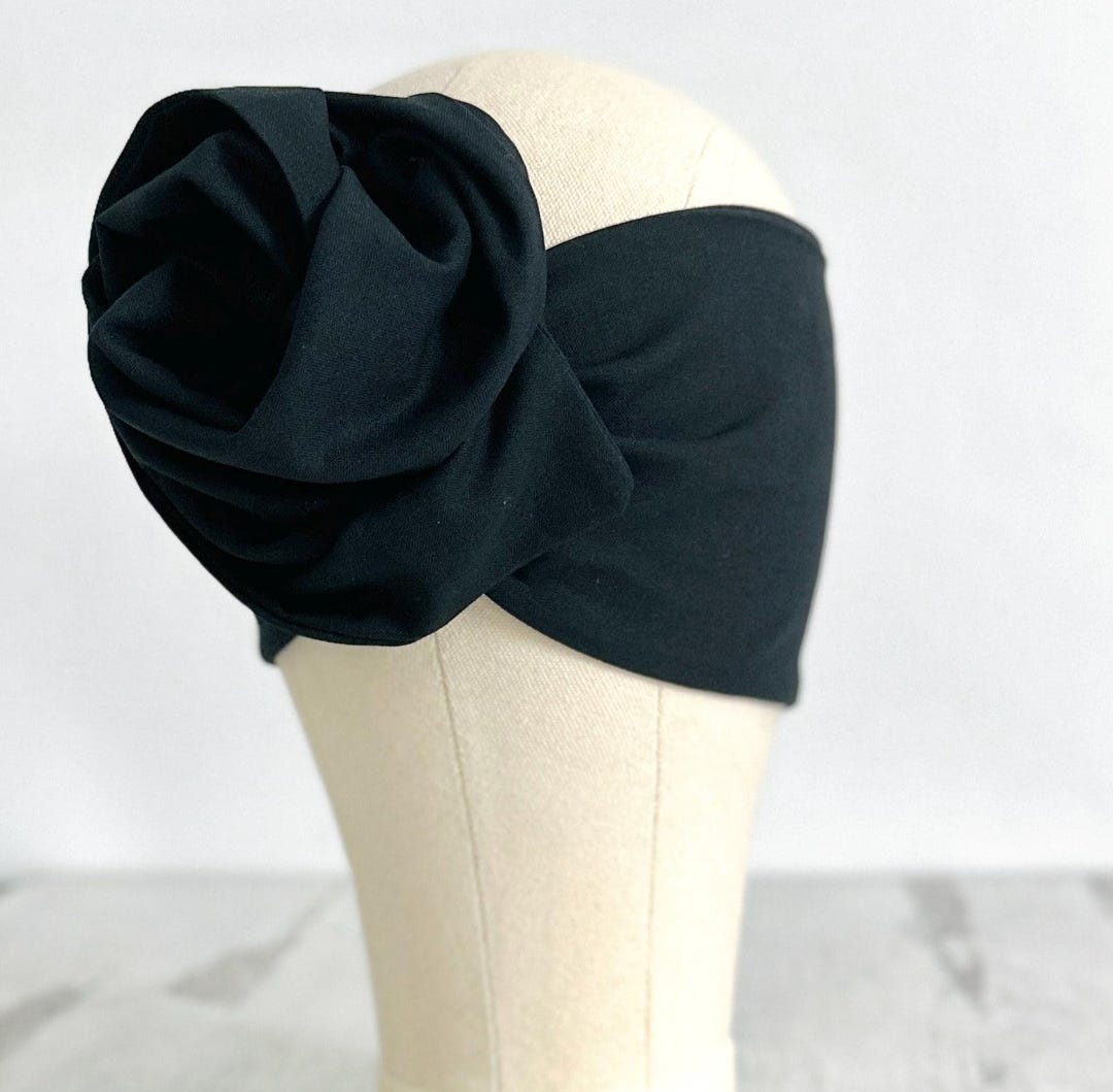 Extra Long Wide Adjustable Wire Headband, Black Onyx Solid Colored ...