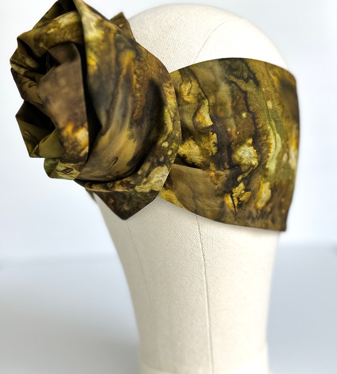 Extra Long Wide Adjustable Wire Wrap Batik Headband, Brown, Wired ...