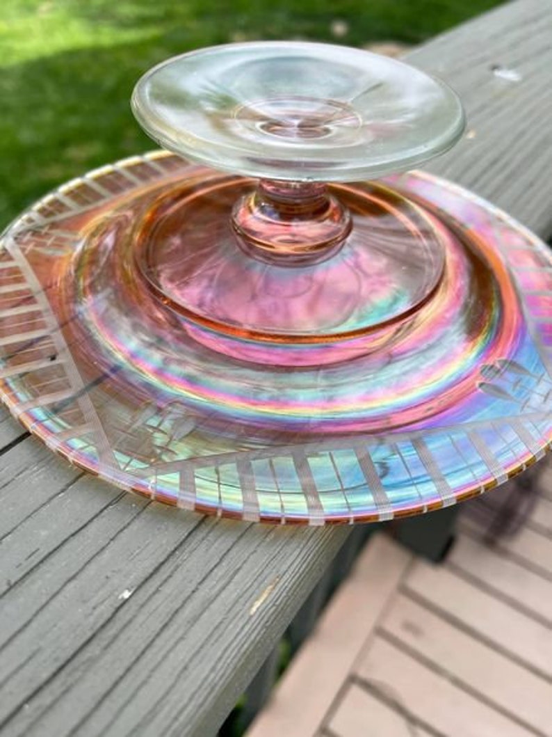 Standard Glass Company Etch Deco Casper Cut Serving Dish - Etsy