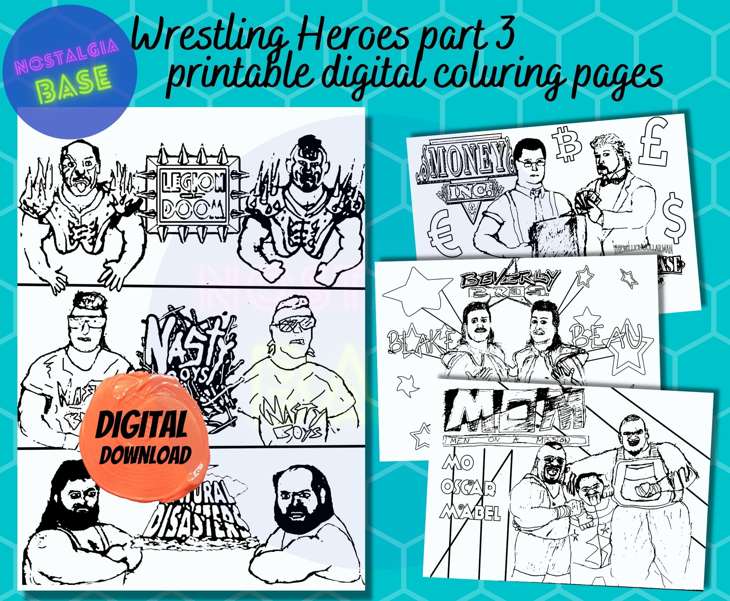 Wrestling Legends and Superstars Digital Printable Colouring Pages ...