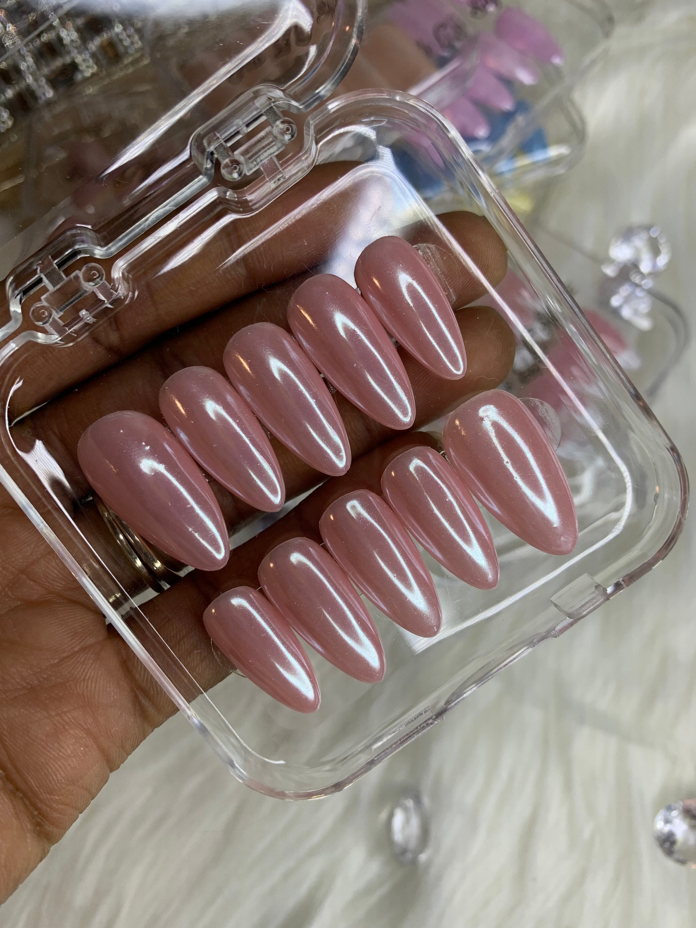 Rose Pink Chrome/handmade Press on Nails/custom Press On/gel Nails ...