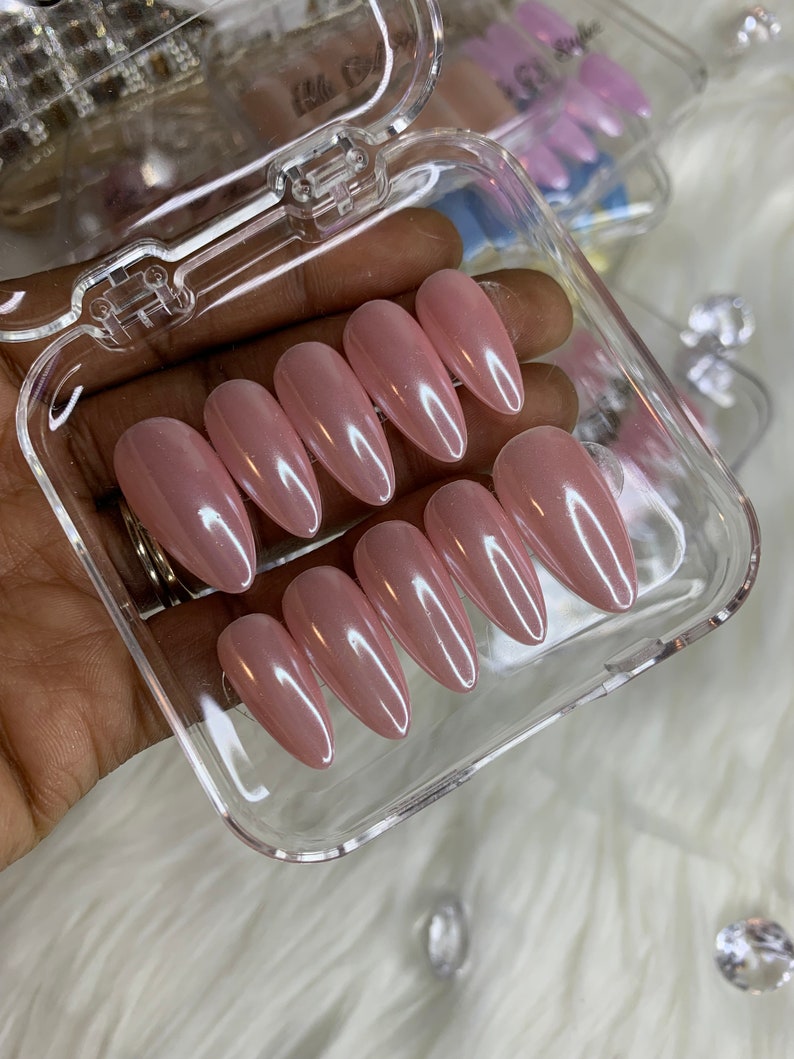 Rose Pink Chrome/handmade Press on Nails/custom Press On/gel Nails ...