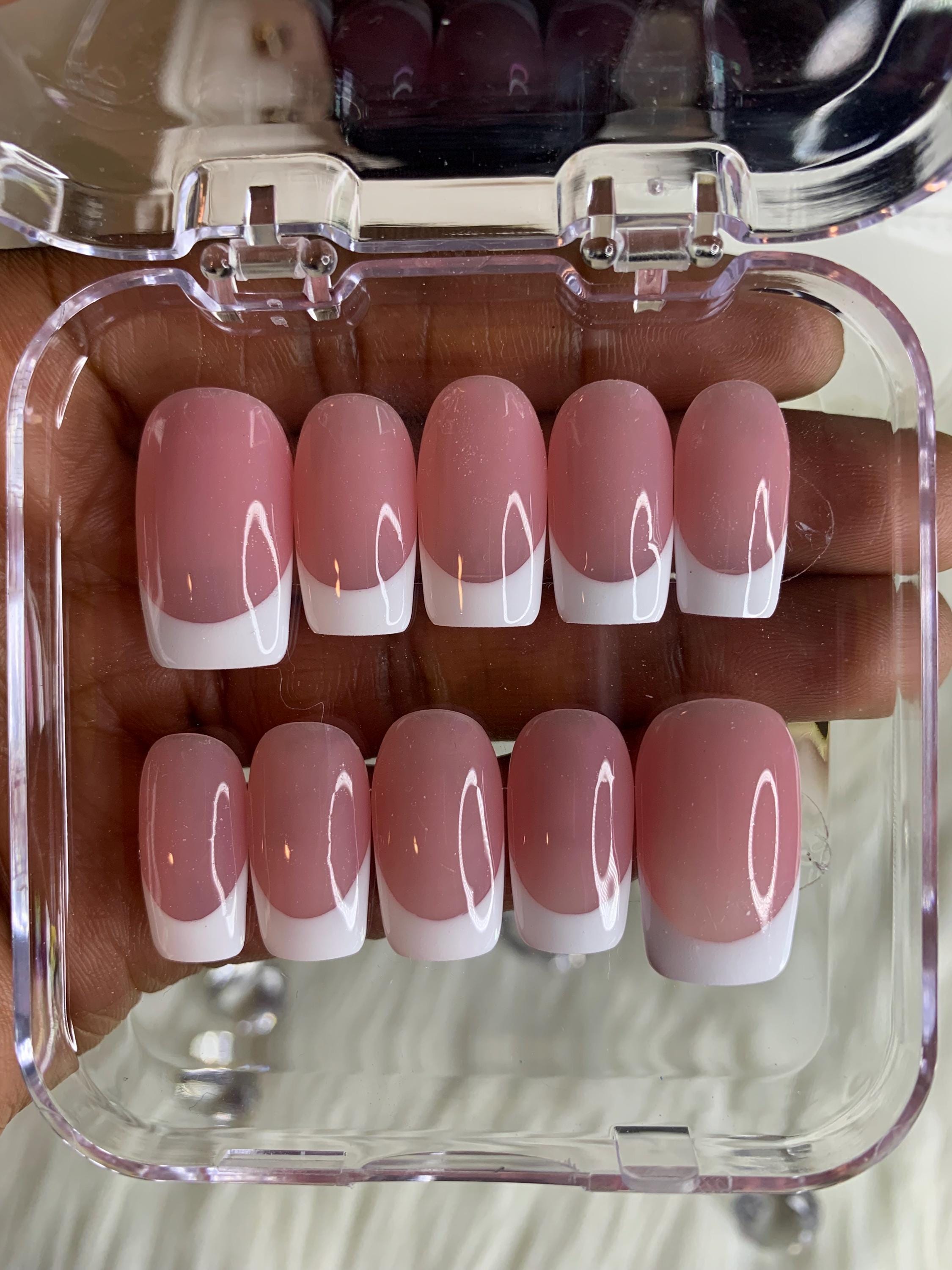 French Tips/handmade Press on Nails/custom Press On/gel Nail/pink and ...