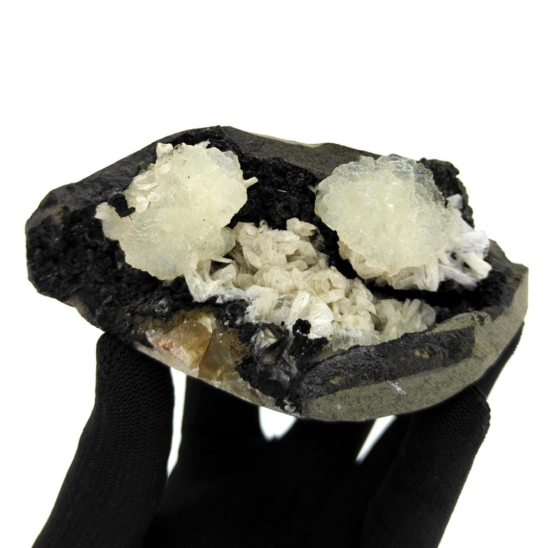 Rare Natural Stellerite Balls on Black Chalcedony Minerals #371 - Etsy