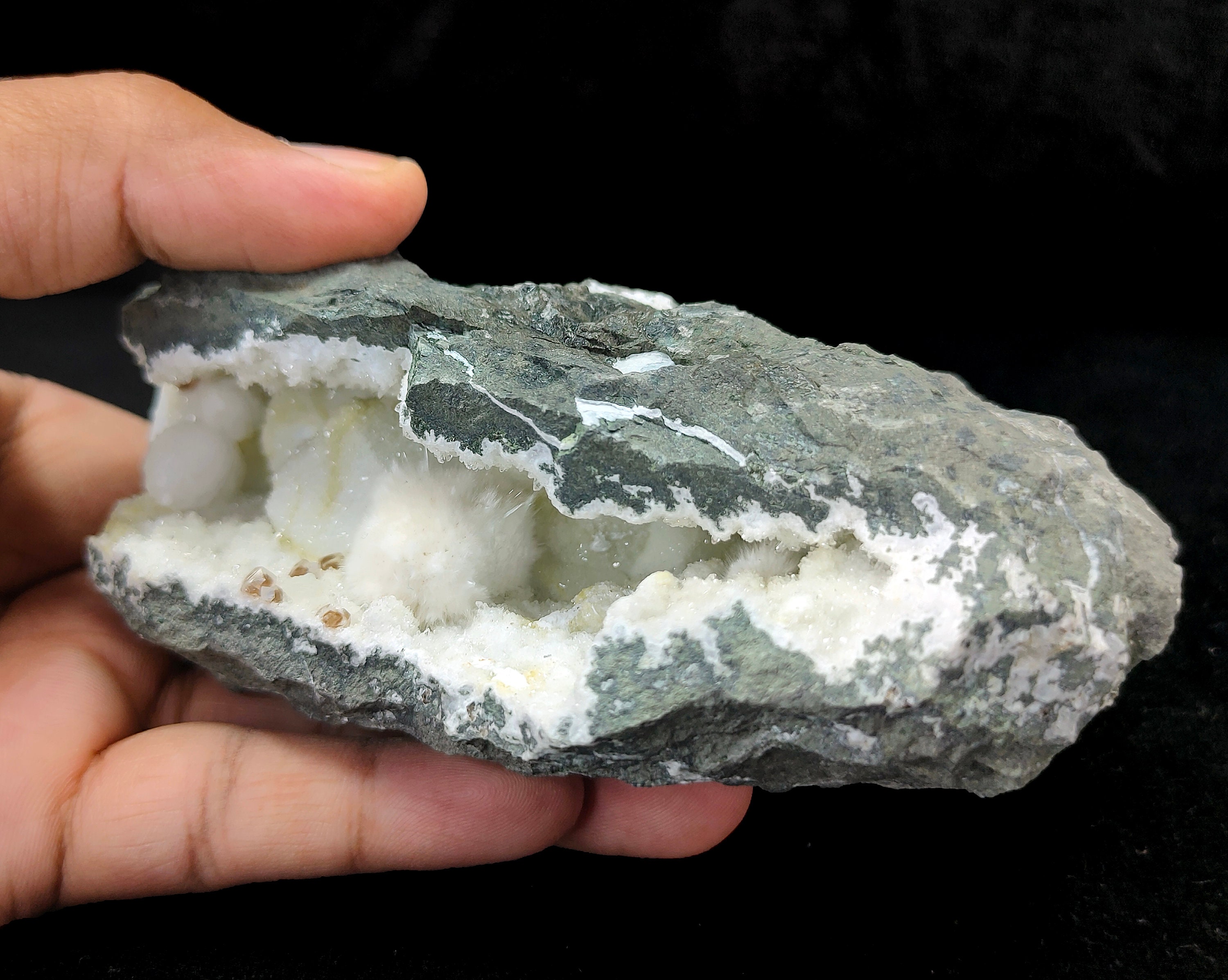 Natural Okenite, Calcite, Gyrolite in Geode Mineral Specimen E112 - Etsy