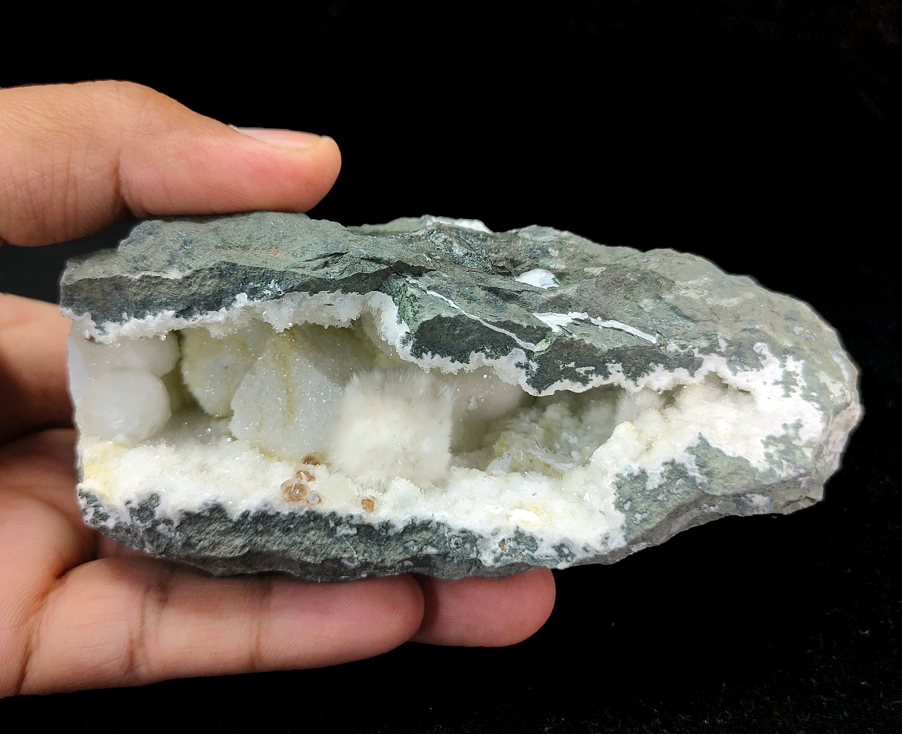 Natural Okenite, Calcite, Gyrolite in Geode Mineral Specimen E112 - Etsy