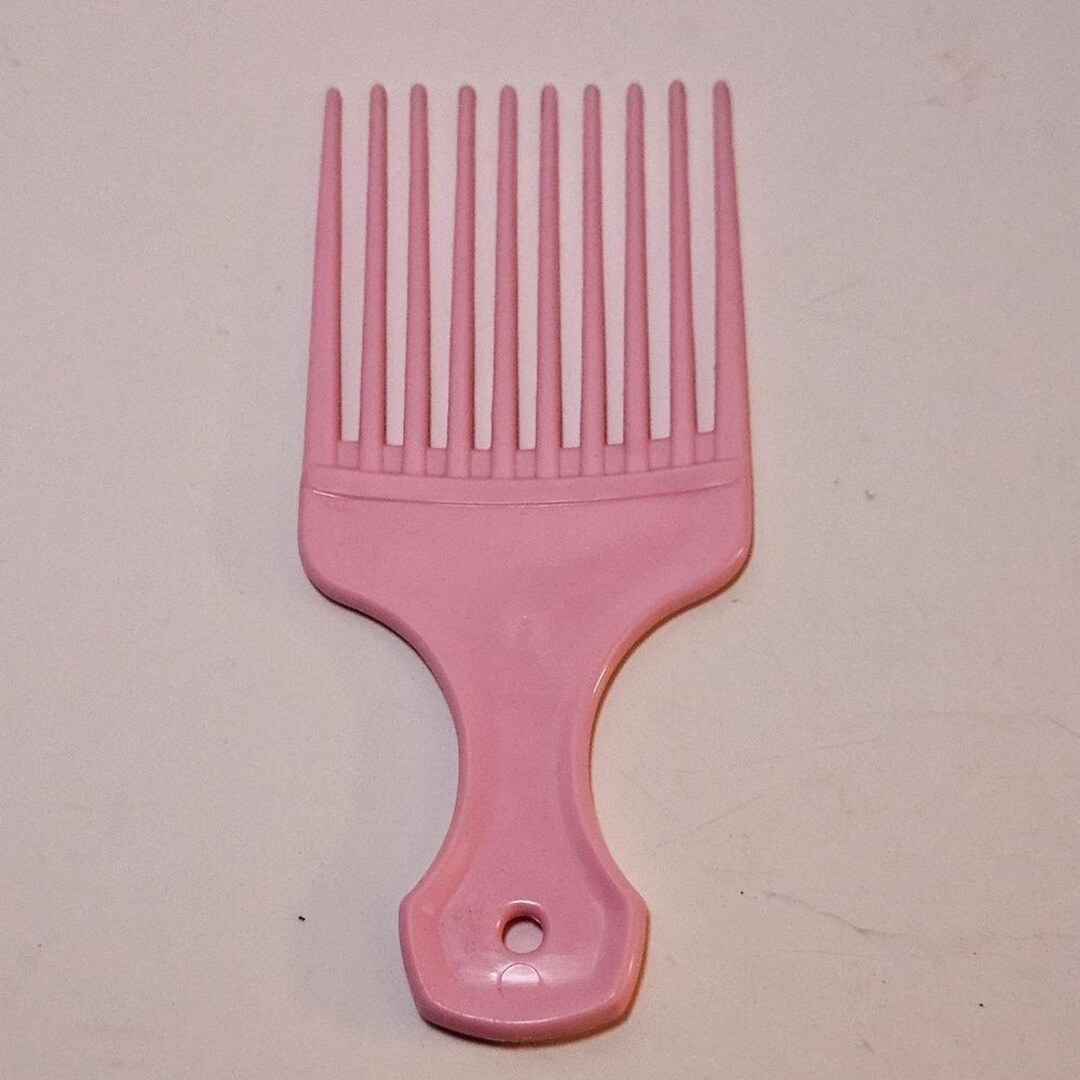 Vintage Pink Hair Pick Comb Wide Tooth Detangler Made in USA Retro Afro ...