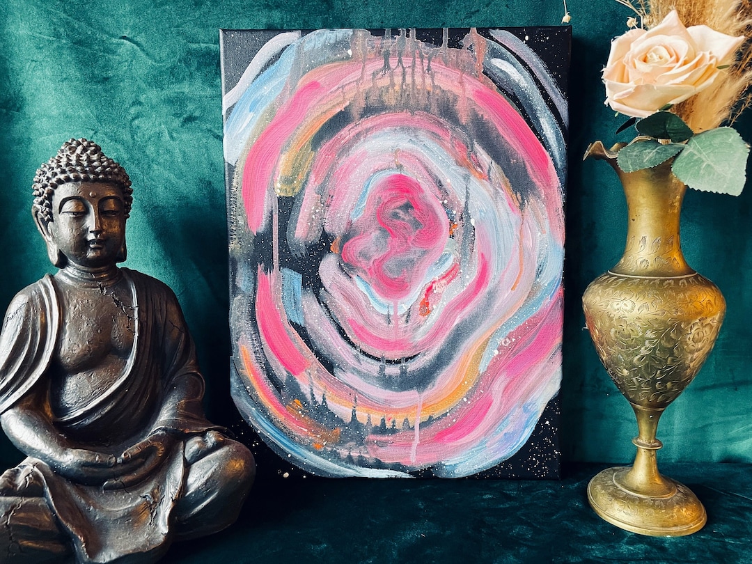 Original Neon Acrylic Painting on Canvas 30 X 40 Cm: Modern, Abstract ...