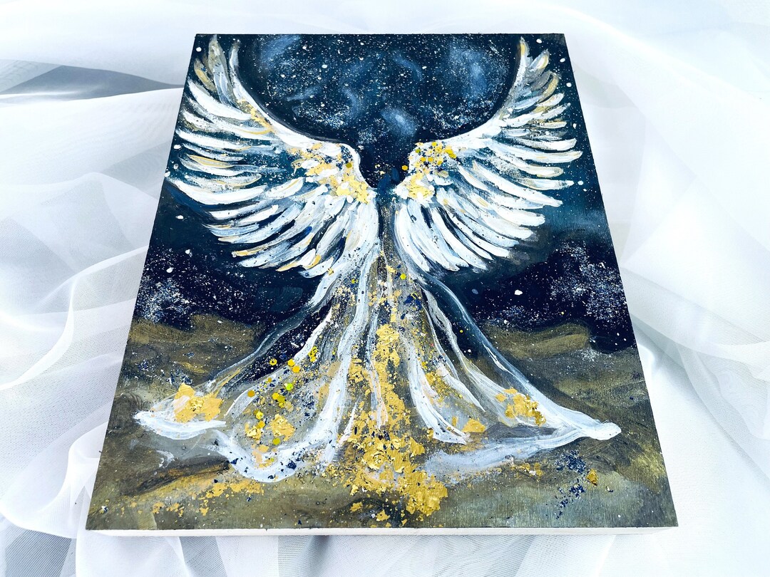 Original Guardian Angel Acrylic Painting on Canvas Guardian Angel ...
