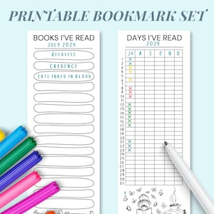 Printable Bookmark Reading Log Reading Tracker Book Tracker Monthly ...