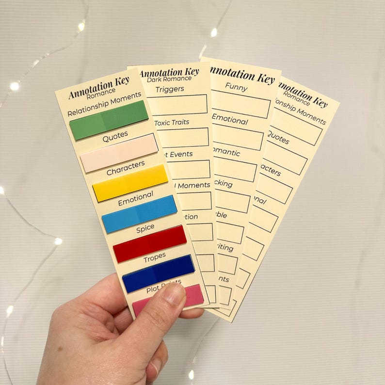 Printable Book Annotation Key Bookmark Note Guide Reading Accessory for ...