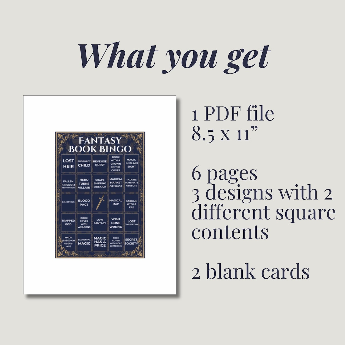 Fantasy Book Bingo Printable Reading Challenge Fantasy Book Tracker ...