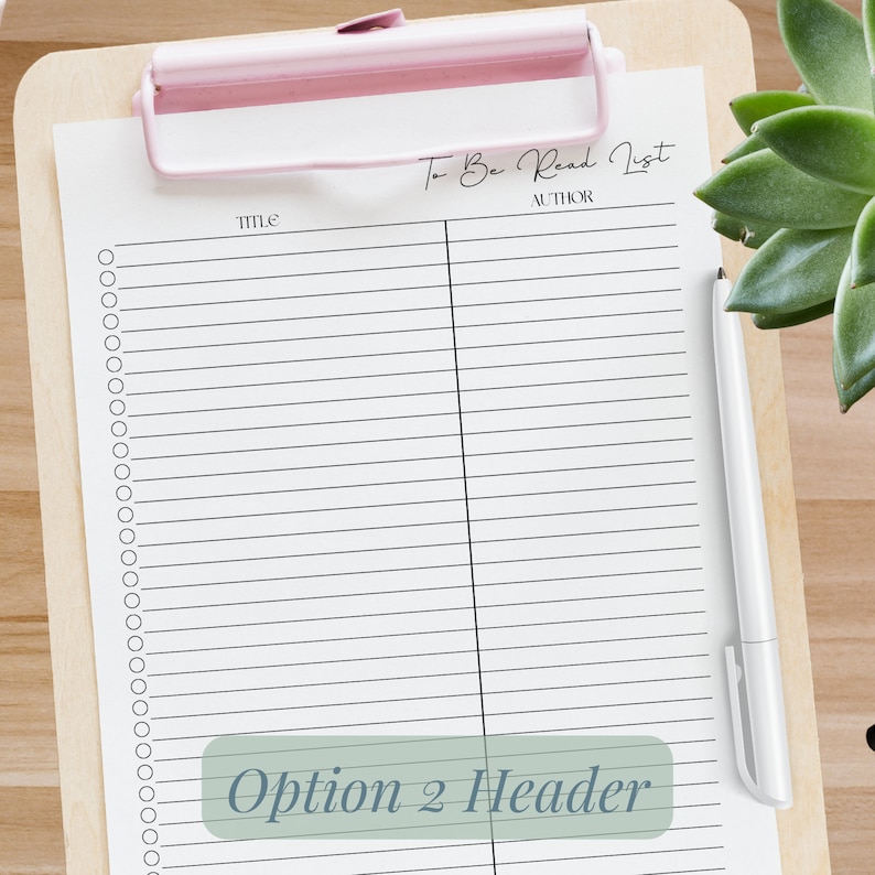 TBR List Printable TBR Tracker Template to Be Read List for Reading Log ...