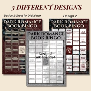 Printable Dark Romance Book Bingo Reading Challenge Book Club Games ...