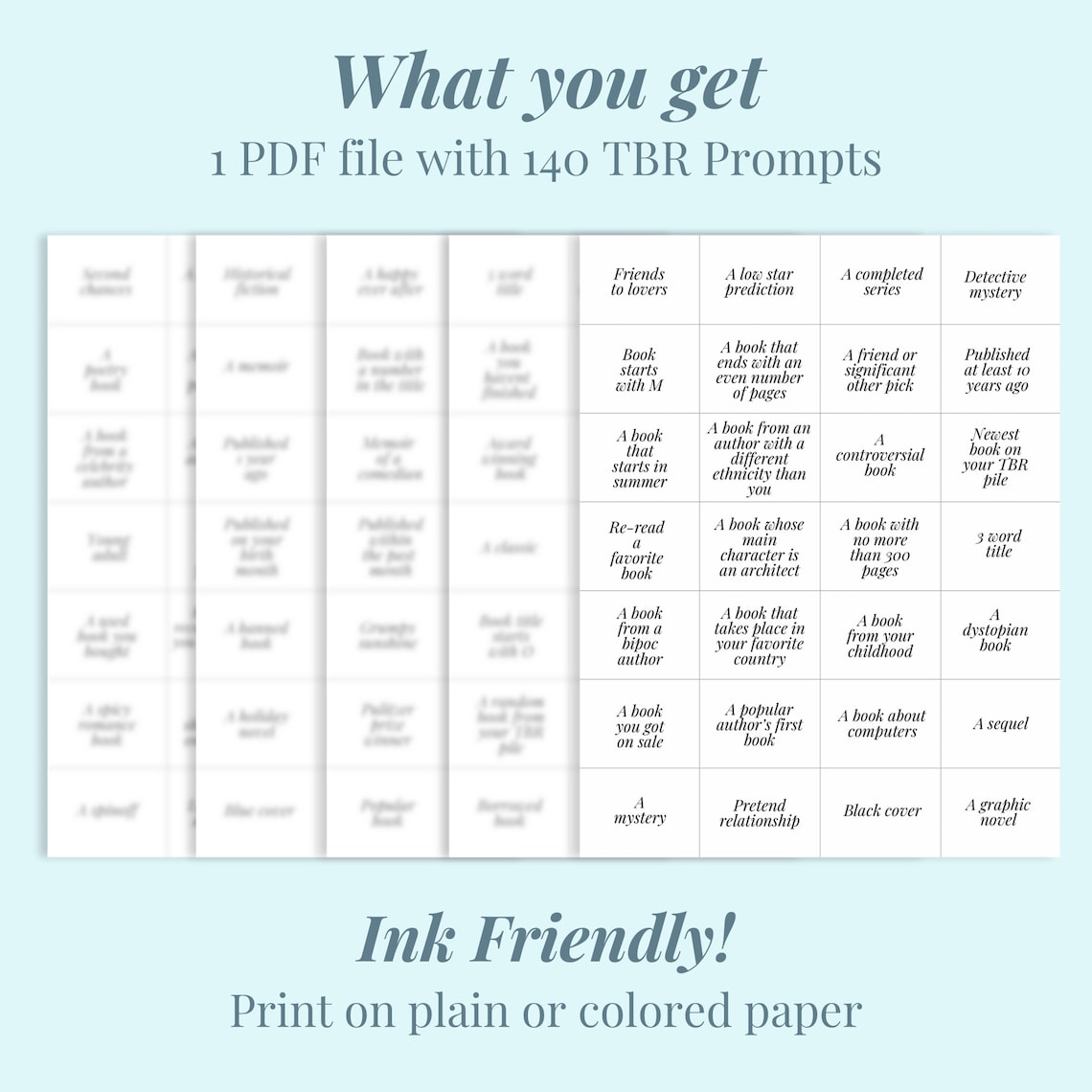 Printable TBR Reading Prompts for TBR Jar to Be Read Book Reading ...