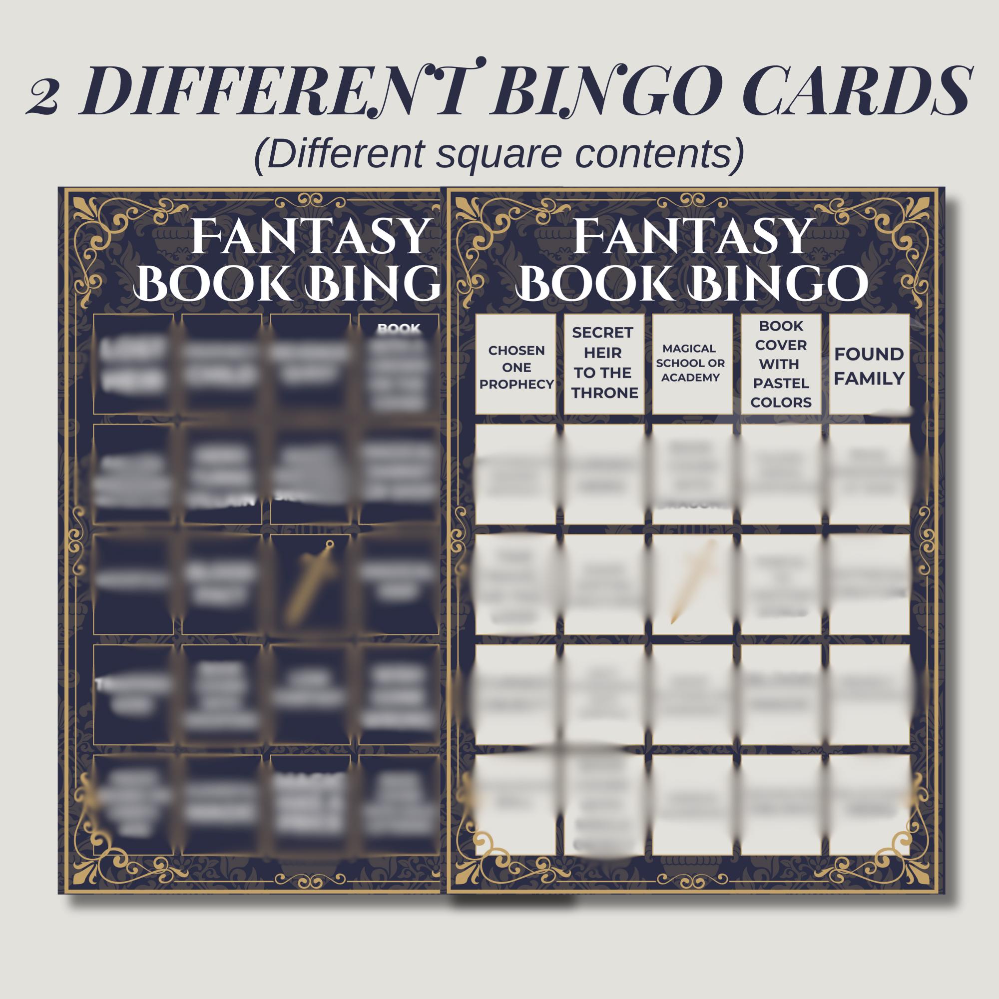 Fantasy Book Bingo Printable Reading Challenge Fantasy Book Tracker ...