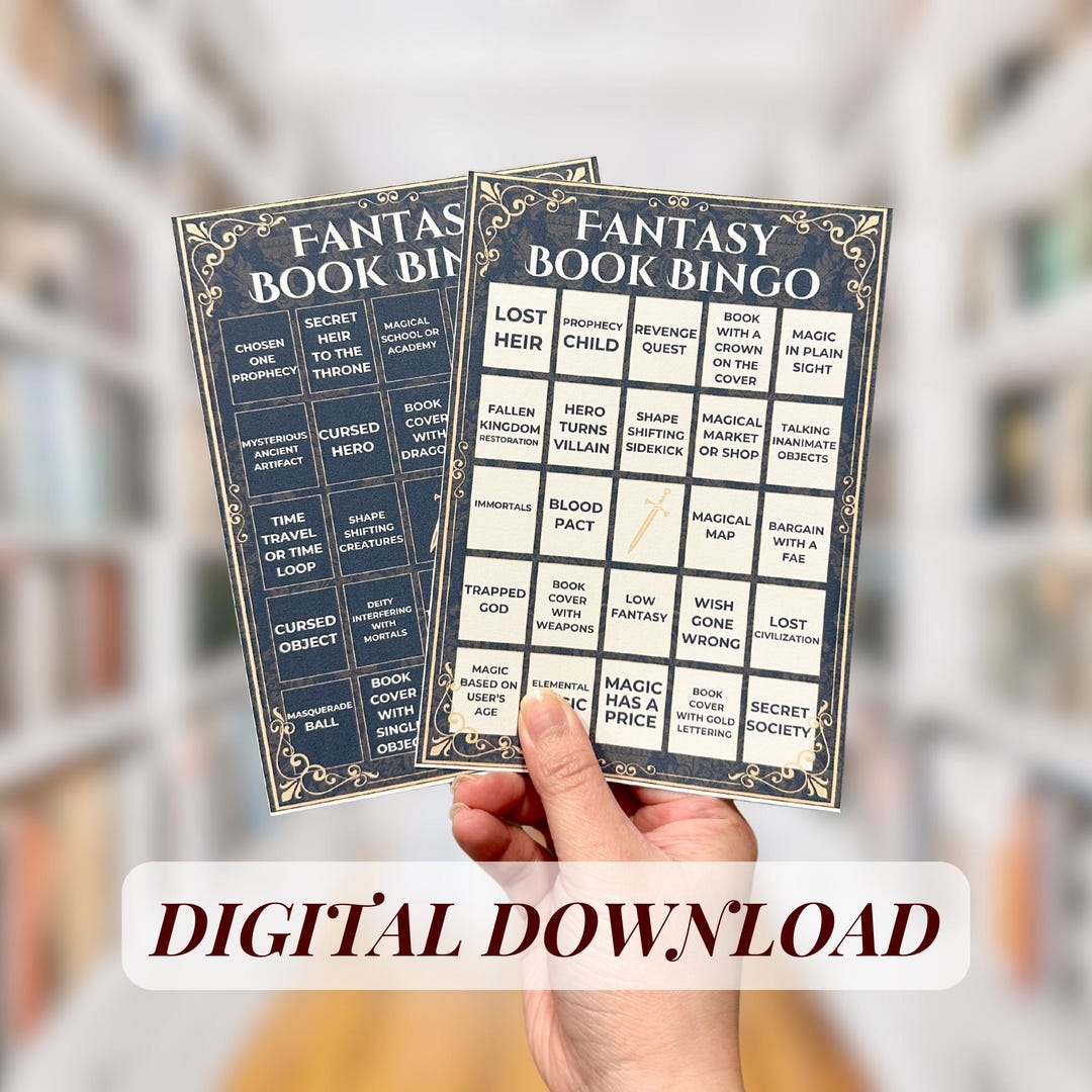 Fantasy Book Bingo Printable Reading Challenge Fantasy Book Tracker ...