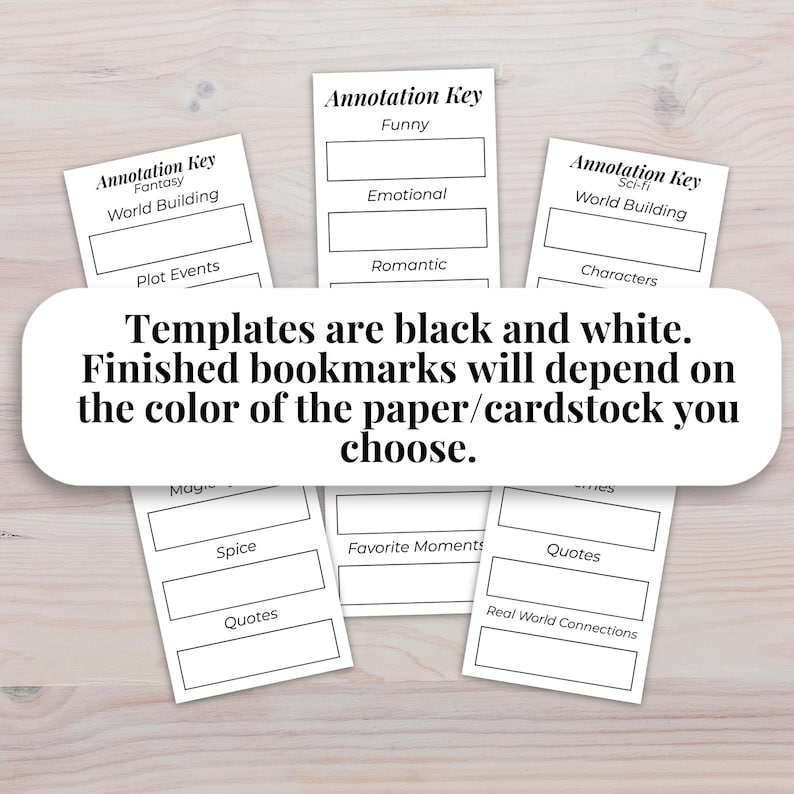 Printable Book Annotation Key Bookmark Note Guide Reading Accessory for ...
