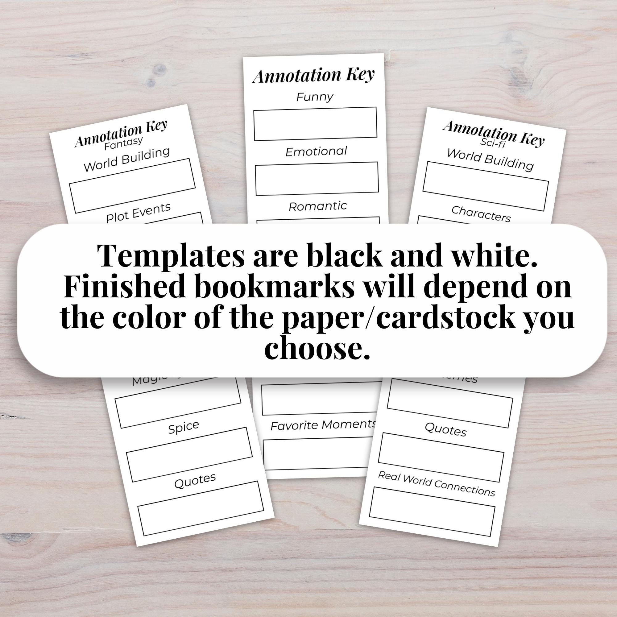 Printable Book Annotation Key Bookmark Note Guide Reading Accessory for ...