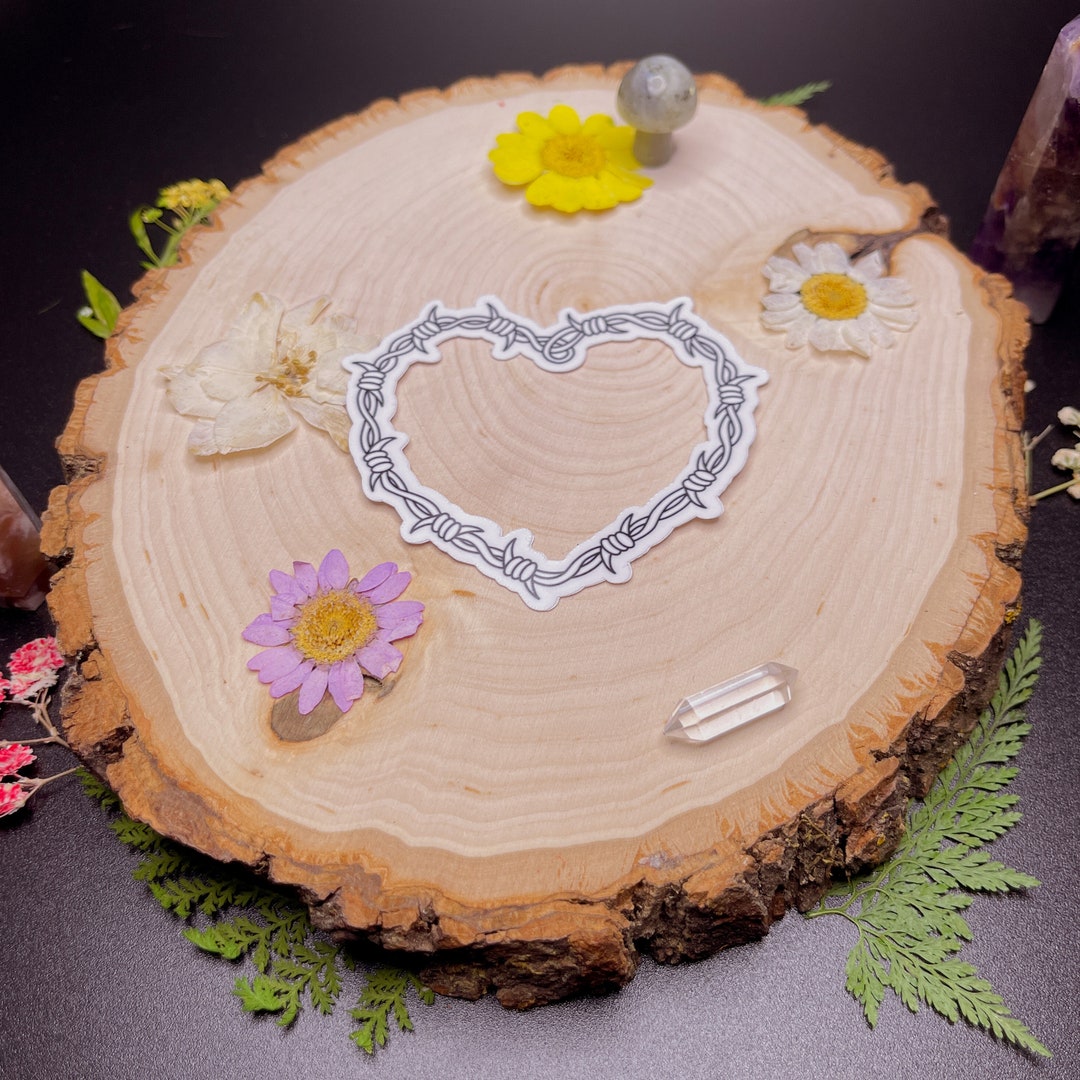 Black and White Barbed Wire Alternative Heart, Water-resistant Sticker ...