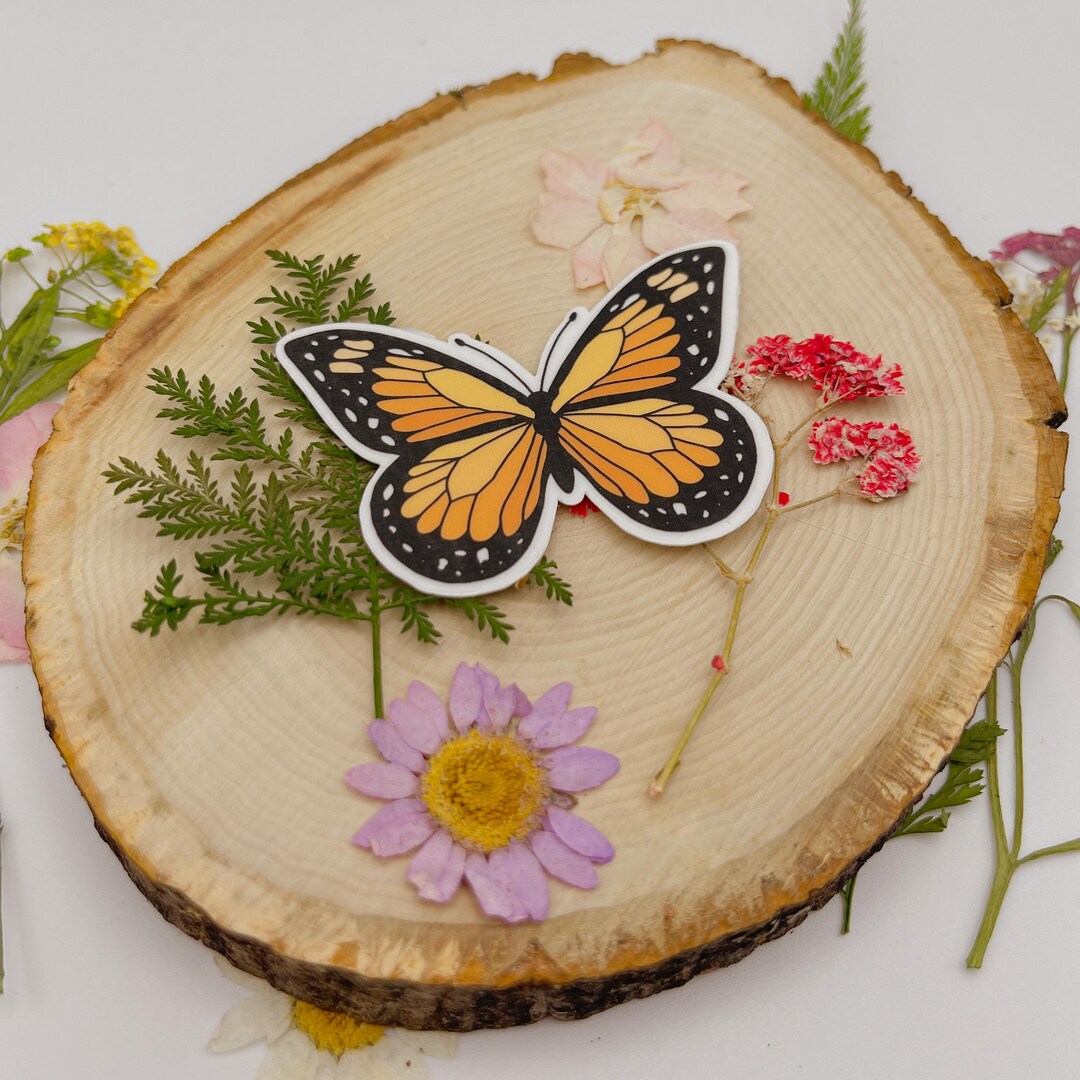 Whimsical Monarch and Blue Butterfly Sticker Water Resistant Decal for ...