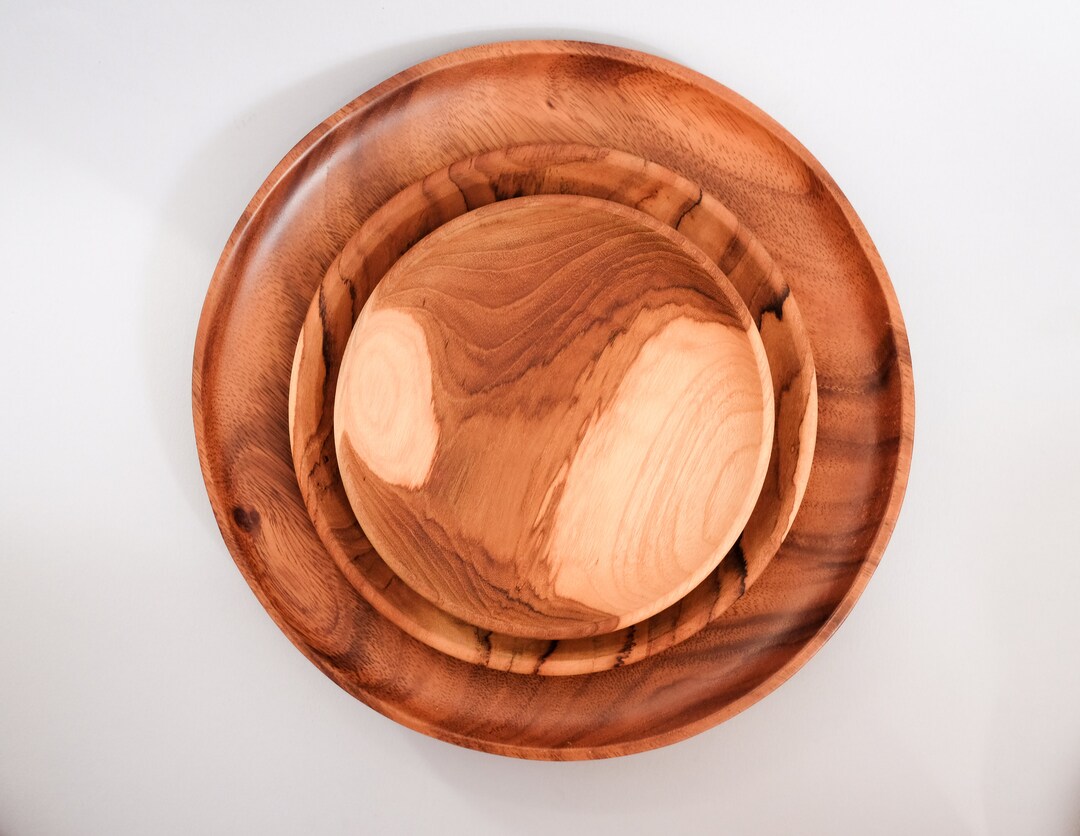 Natural Solid Teak Wood Serving Plate Wood Cheese Plate Decorative ...