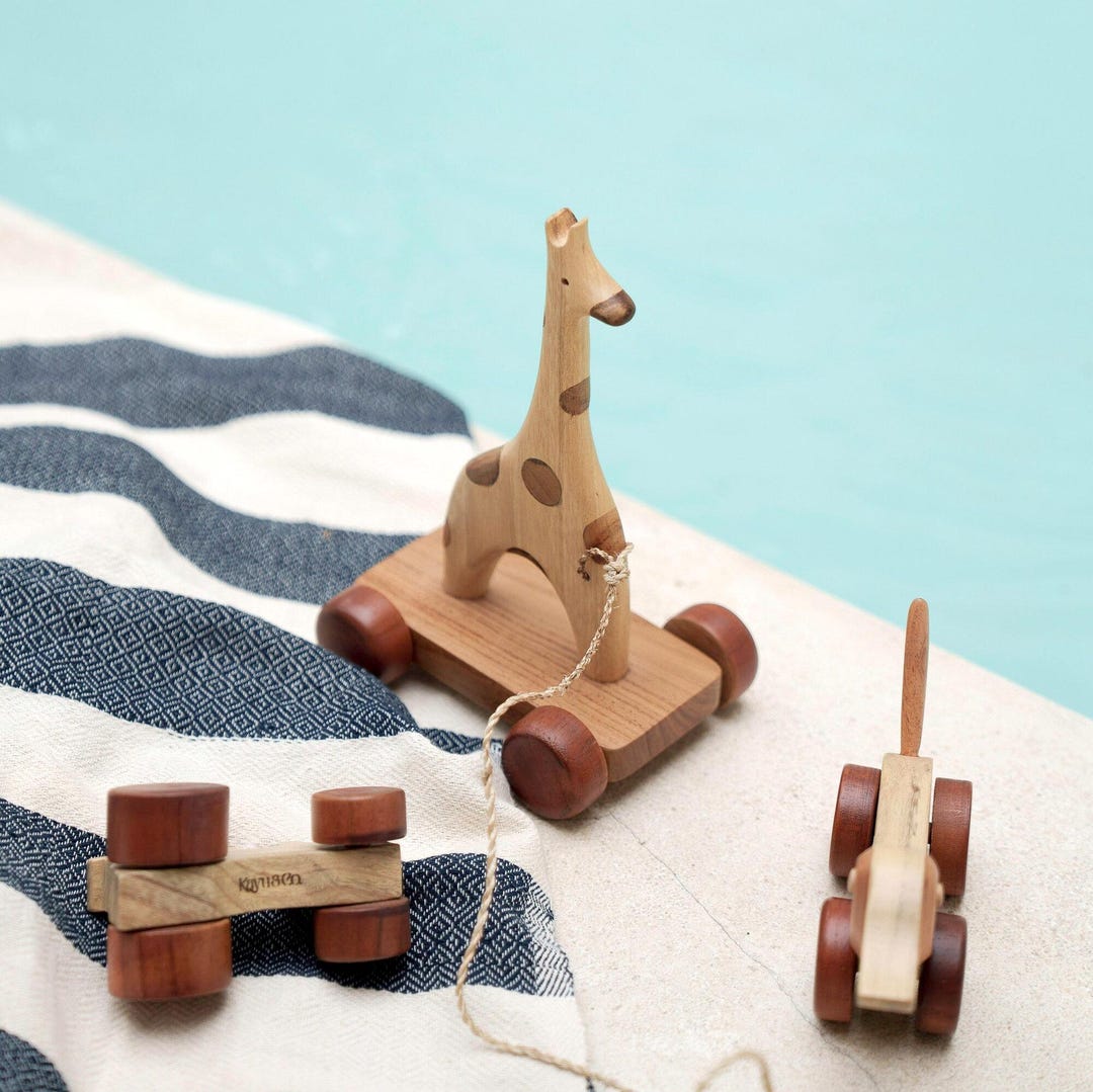 Handmade Pull Along Giraffe Wooden Toy| Natural Kids Sensory Toys ...