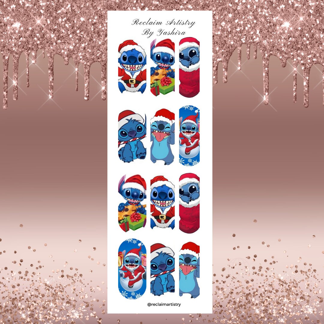 Disney Stitch Christmas Nail Decals Nail Art Nail Supply Nail Stcikers ...